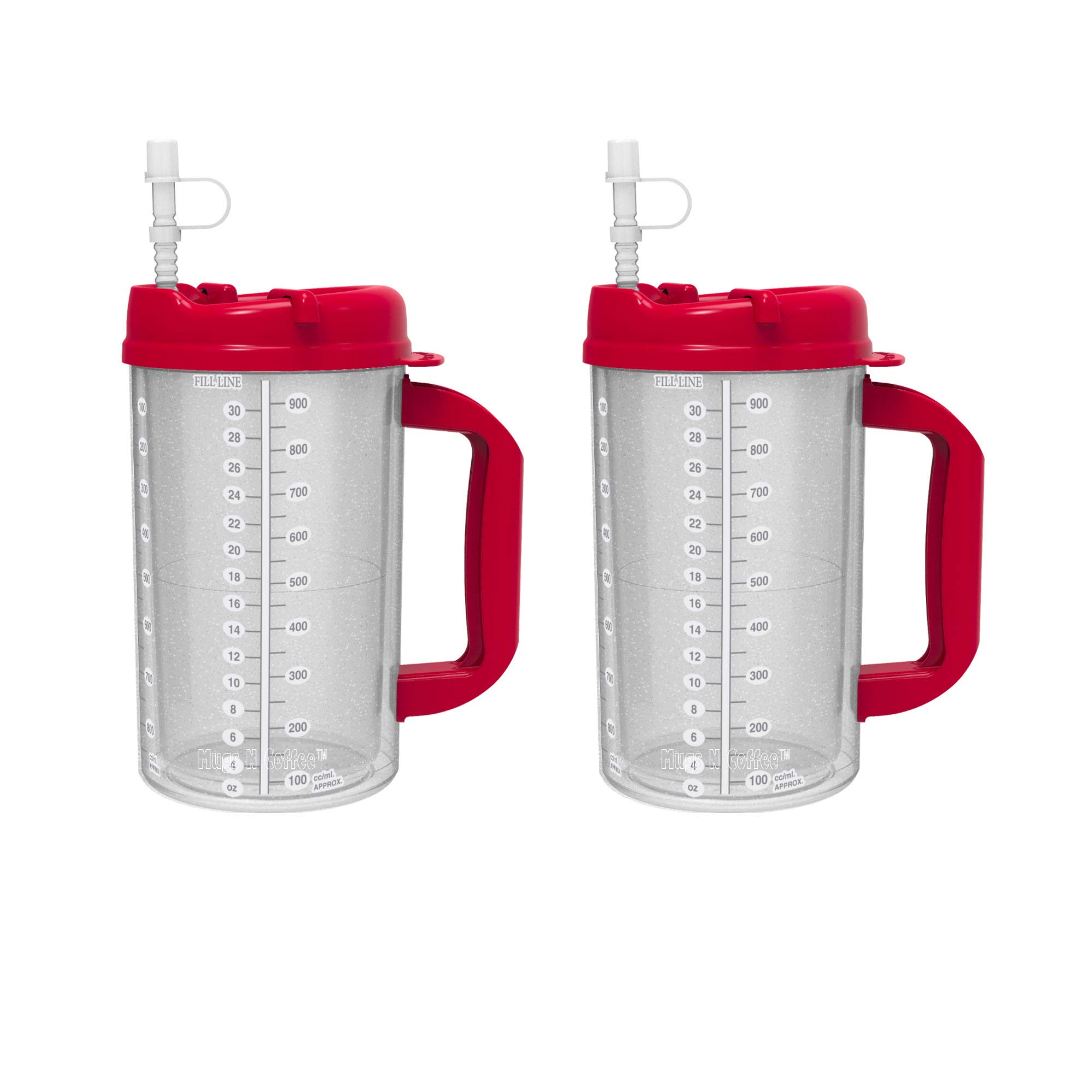 Amazon.com: 2 Pack of 32 oz Red Double Wall Insulated Hospital Mugs ...