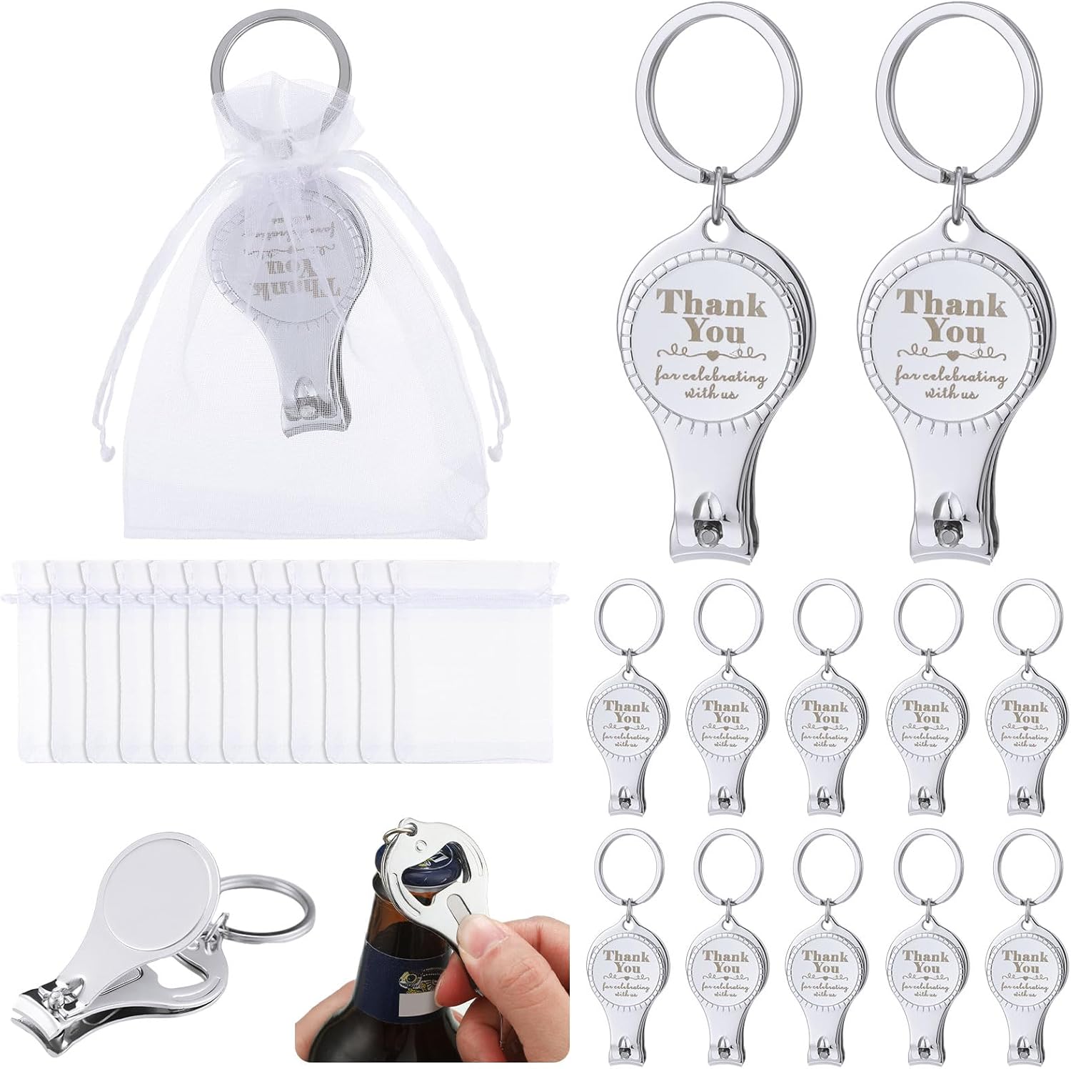 Amazon.com: Kanayu Nail Clip Keychain Bottle Openers Bulk Wedding ...