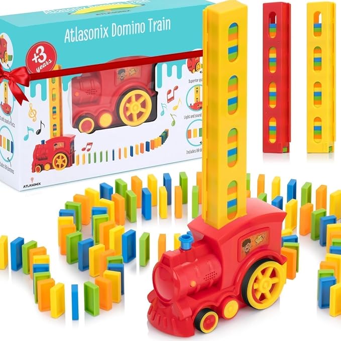 Amazon.com: Domino Train Set for Kids – Automatic Domino Laying Toy ...