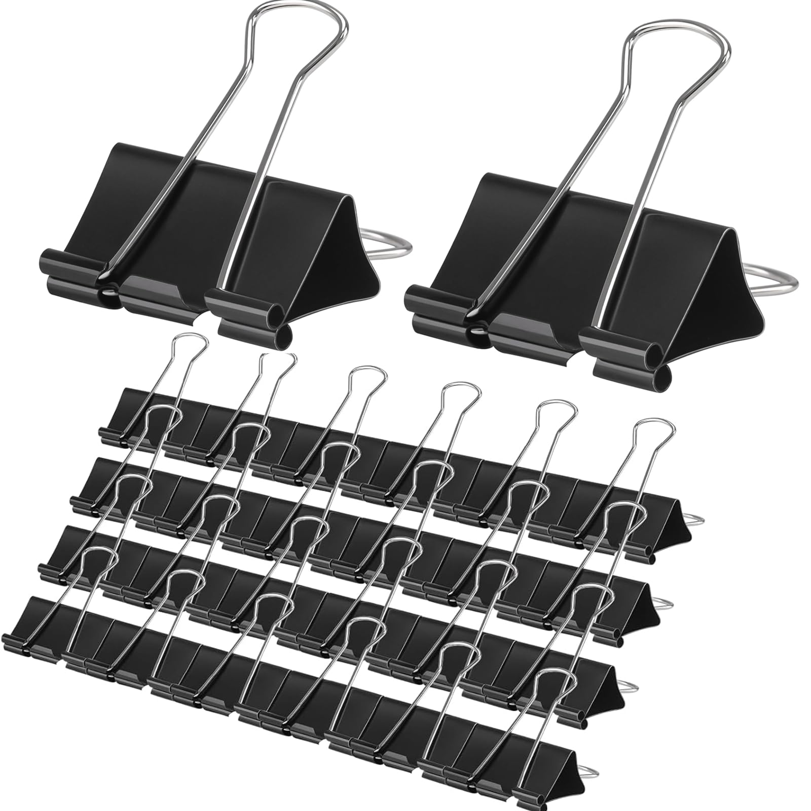 AMKIOKIO 48 Pack 2 inch Black Large Binder Clips - Jumbo Metal Clip ...