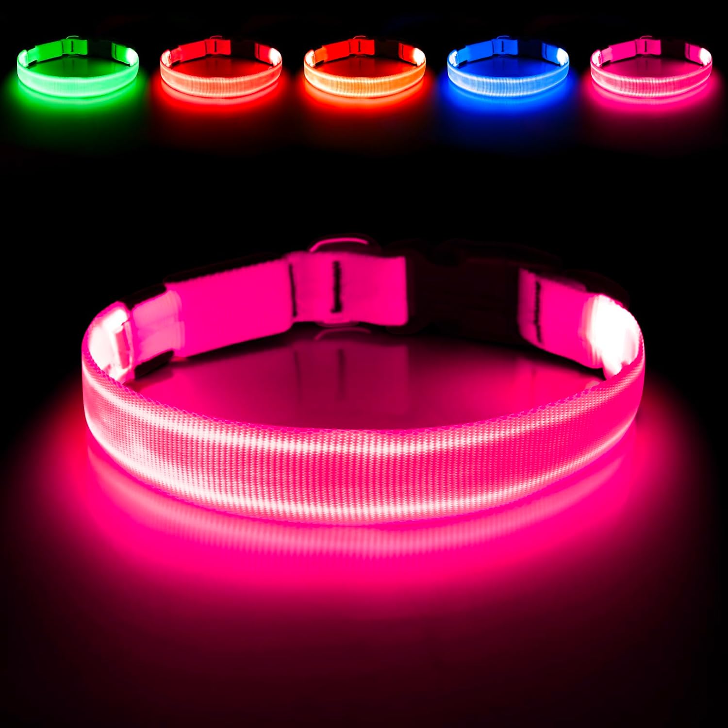 Illumifun LED Dog Collar - USB Rechargeable Light Up Dog Collar Glow in ...