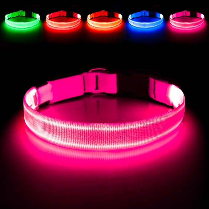 Illumifun LED Dog Collar, USB Rechargeable Light Up Dog Collar Glow in ...