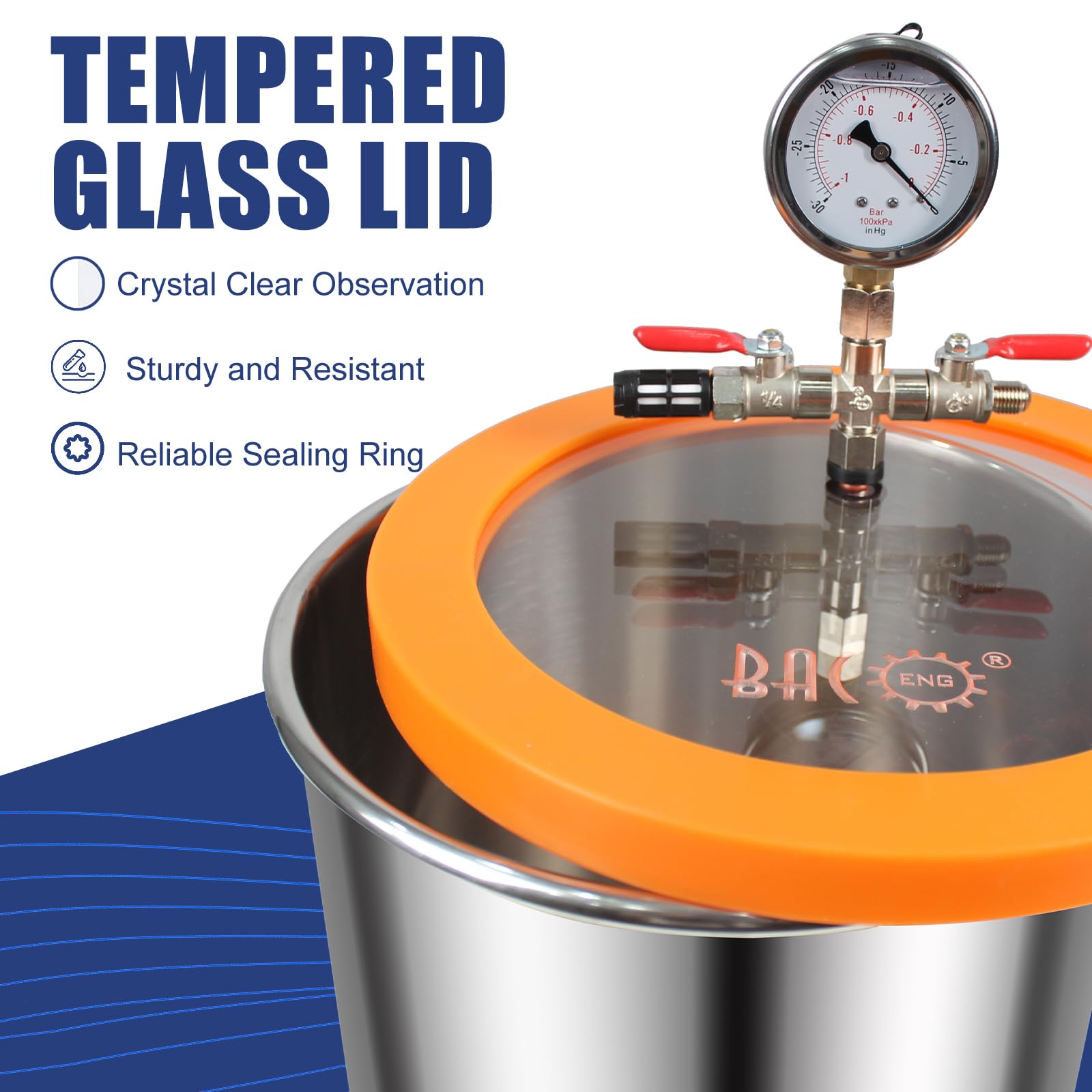 Snapklik.com : BACOENG 1 1/2 Gallon 3.6 CFM Tempered Glass Lid Vacuum ...