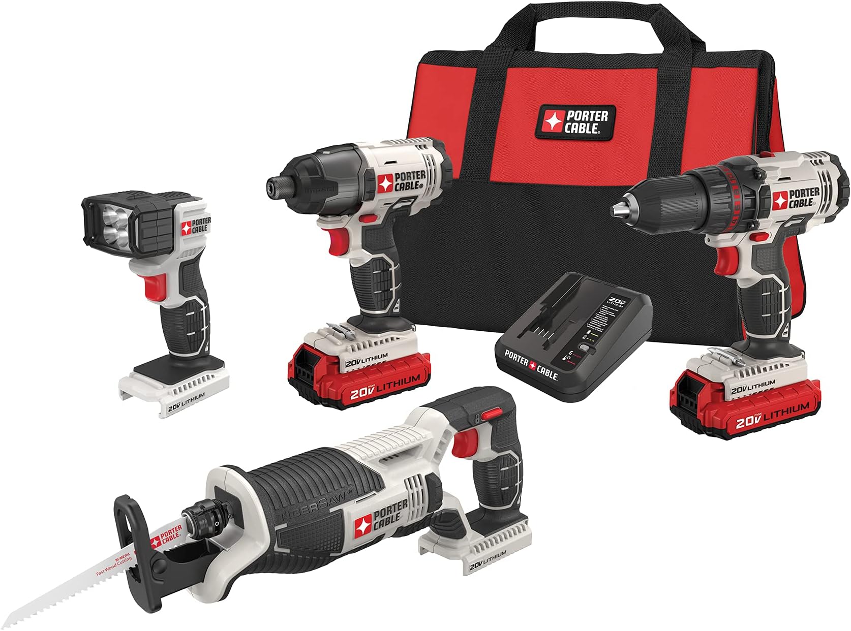 PORTER-CABLE PCCK603L2 20V Max Drill and Reciprocating Saw Combo Kit ...