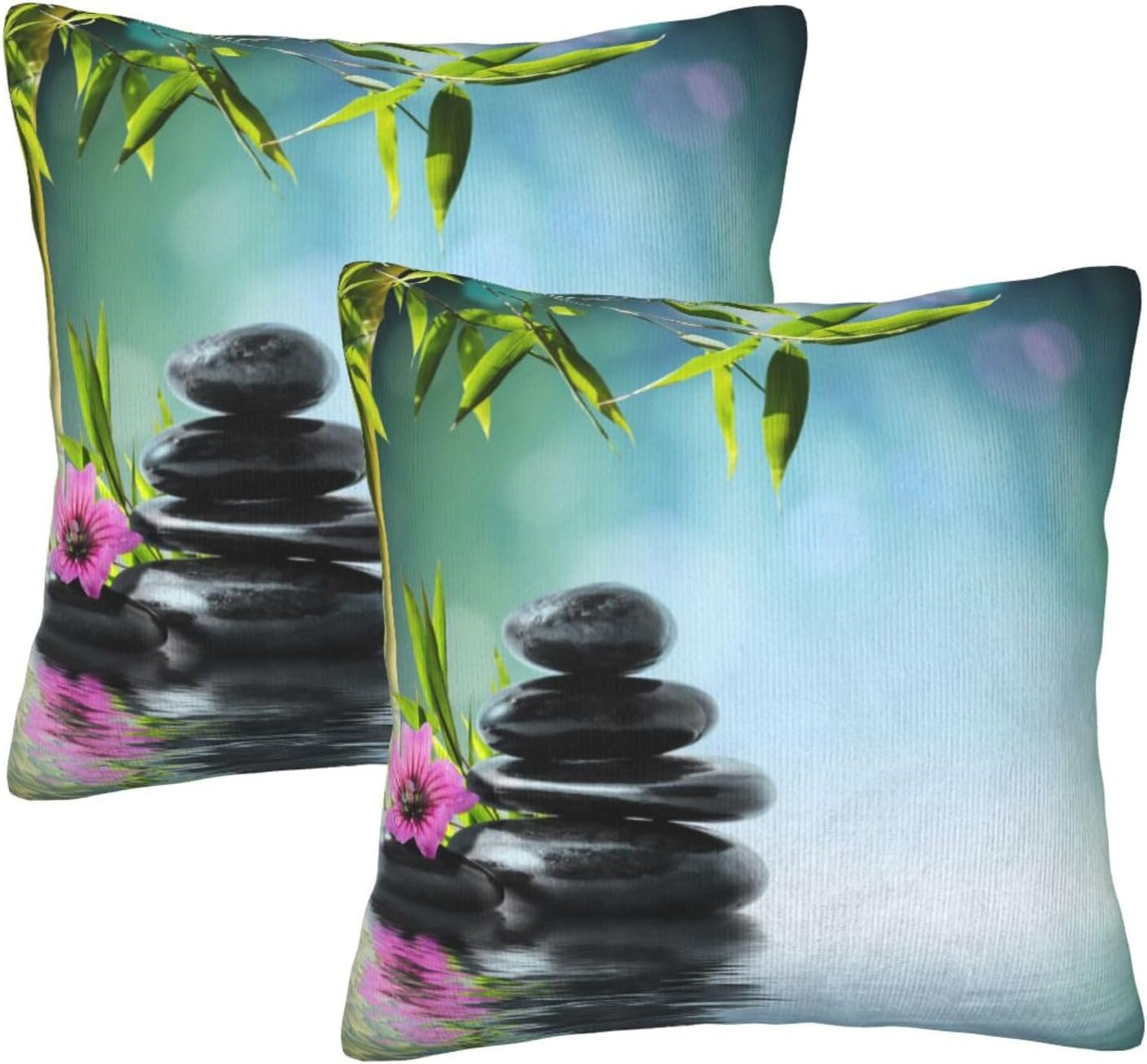 Amazon.com: Teal Decorative Throw Pillow Cover Asian Zen Stone, Pillow ...