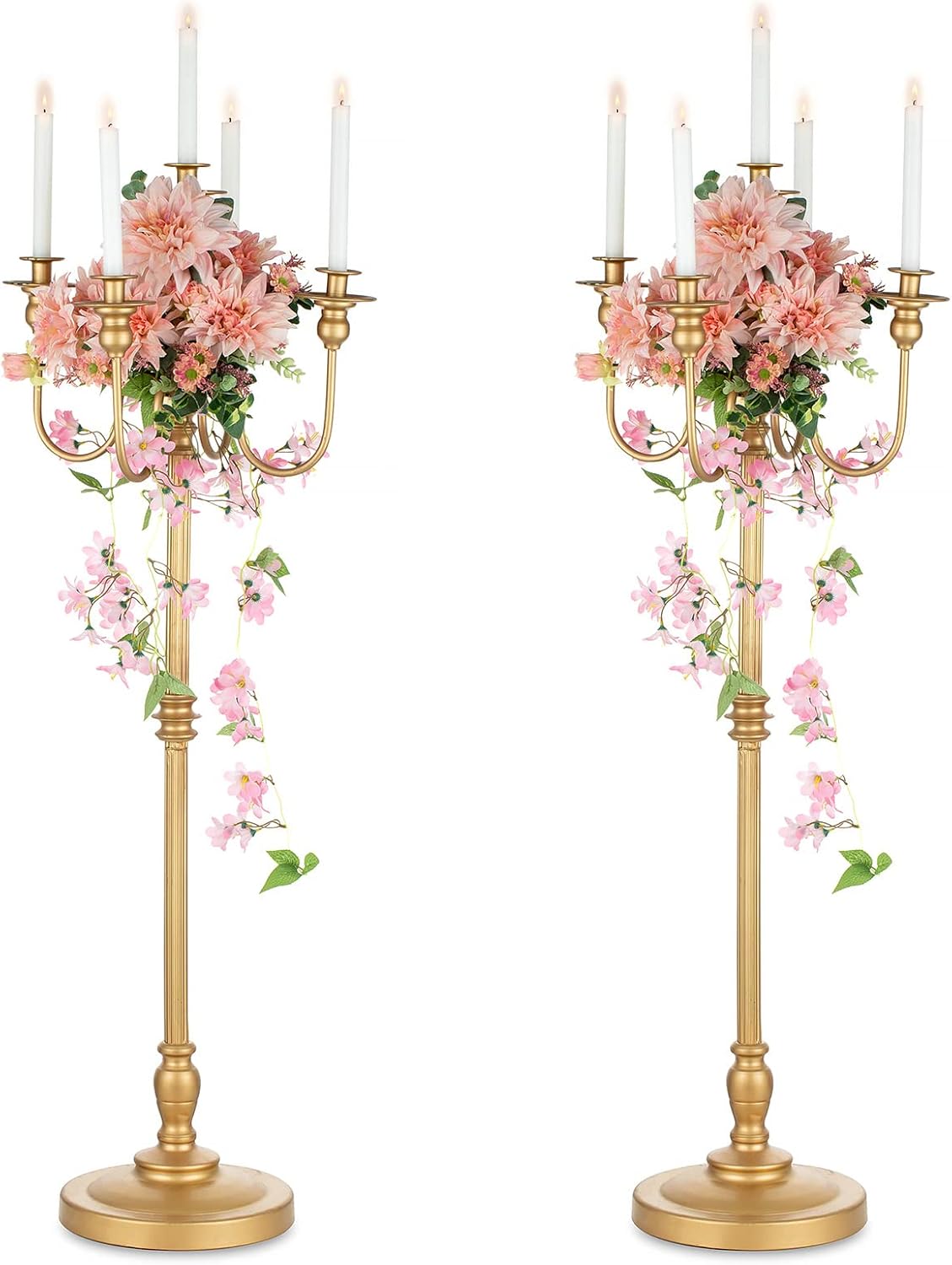 Amazon.com: Nuptio Tall Candelabra Floor Candlestick Holder Set of 2 ...