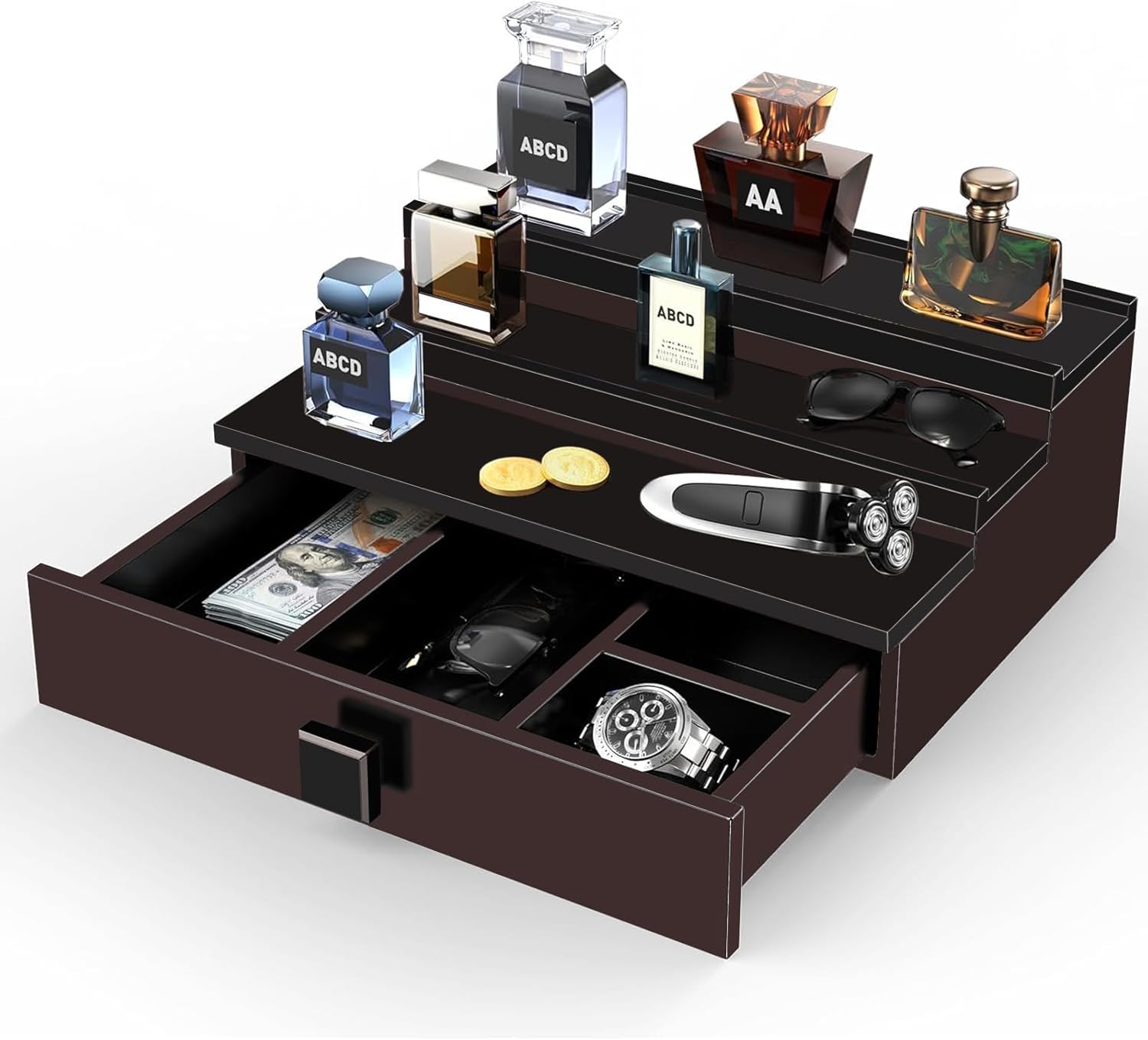Amazon.com: NBVNBV Wooden Cologne Organizer for Men - 3-Tier Display ...