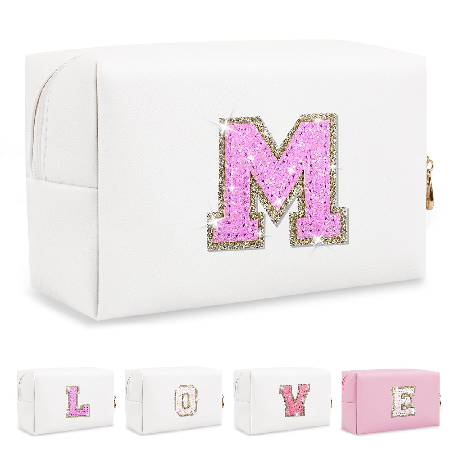 Amazon.com : Small Initial Patch Makeup Bag Personalized Gifts Make Up ...