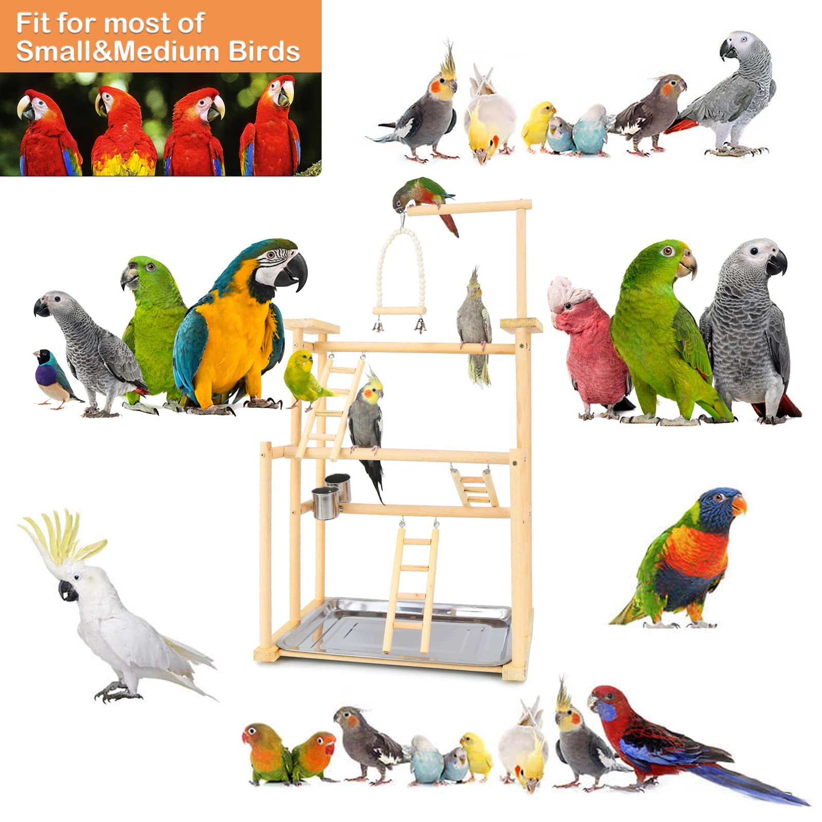 Snapklik.com : Large Bird Playground Parrot Perch Bird Stands 3 Layers ...