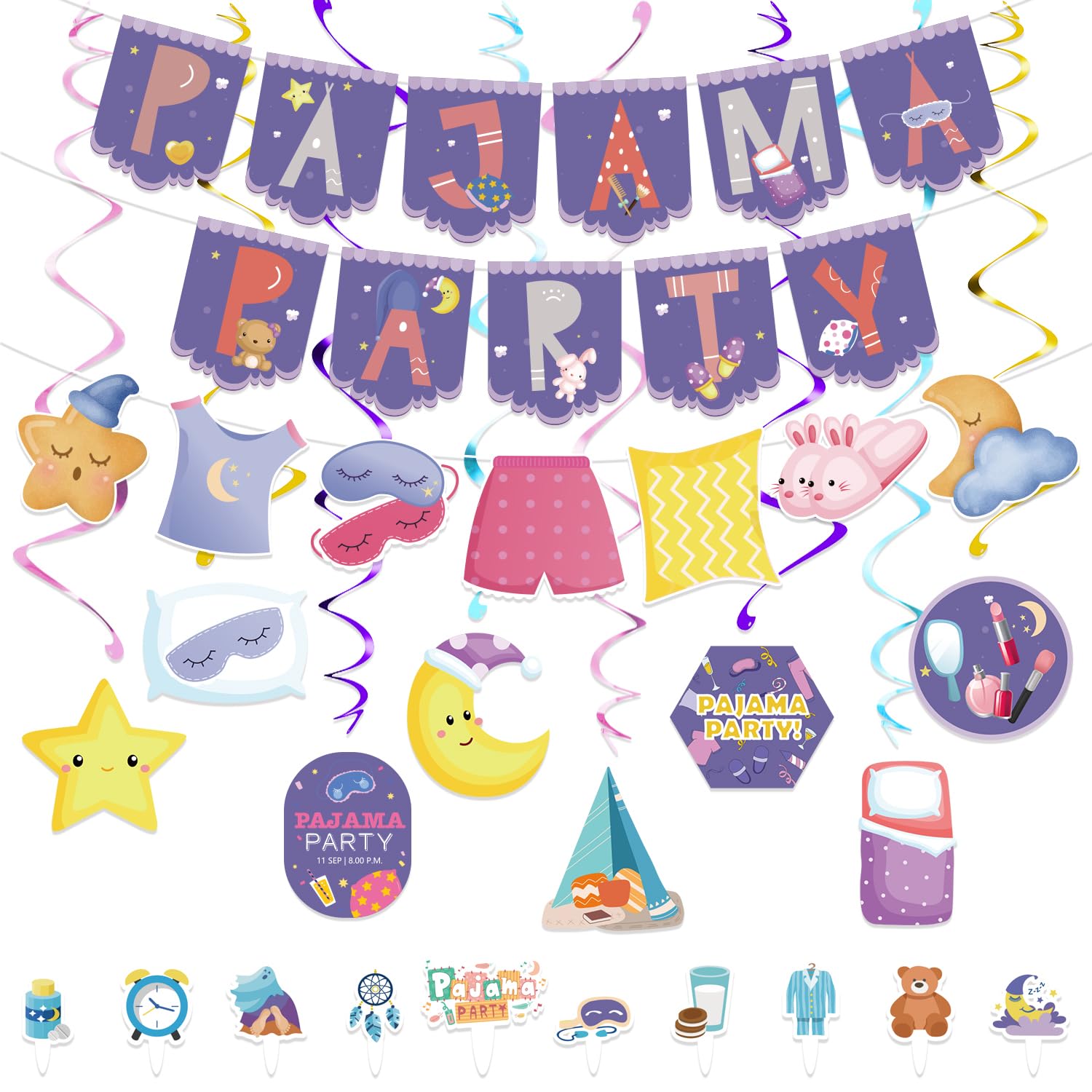 Amazon.com: SKIRUP Slumber Party Favors Pajamas Theme Party Suit Pajama ...