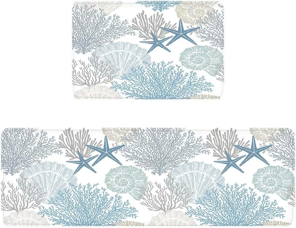 Amazon.com: Coastal Kitchen Rug Sets of 2 Pieces,Anti Fatigue Cushioned ...