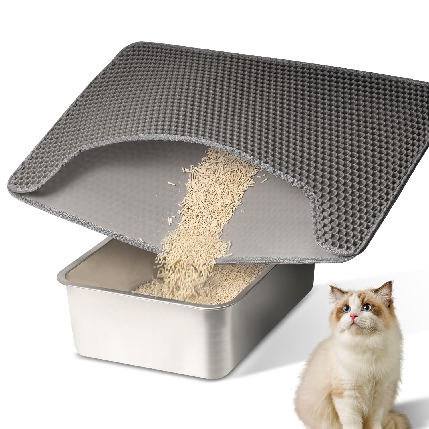 Conlun Cat Litter Mat,Premium Double Layer Waterproof Cat Litter Mat ...