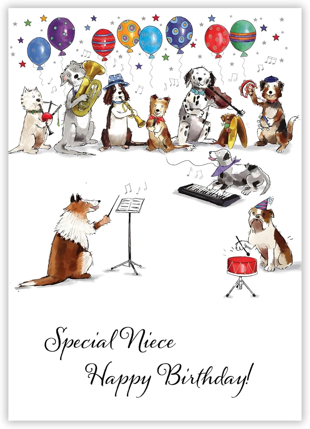 Niece Birthday Card - Special Niece - Orchestra Party Dogs - Musical ...