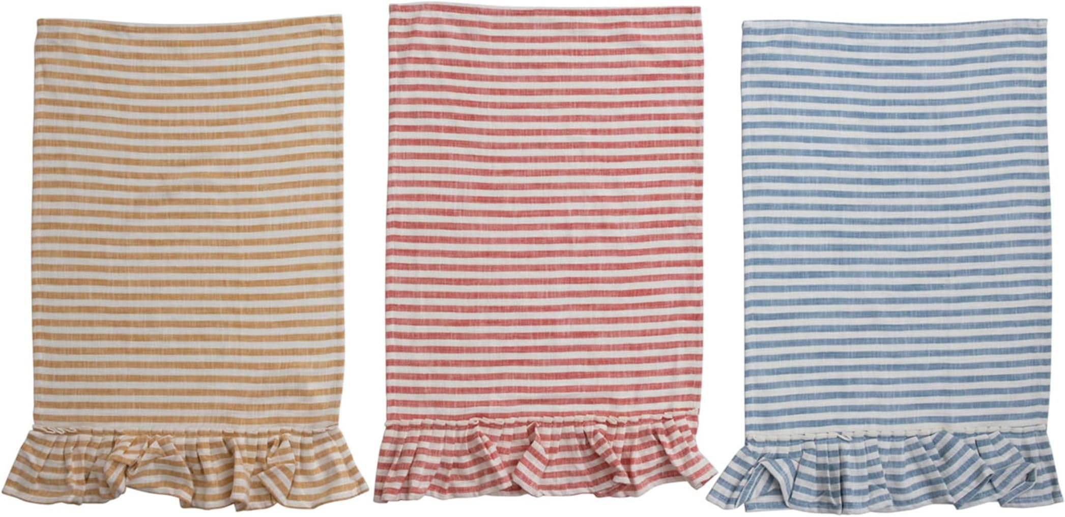 Amazon.com: Creative Co-Op Striped Cotton Ruffles (Set of 2 Colors) Tea ...