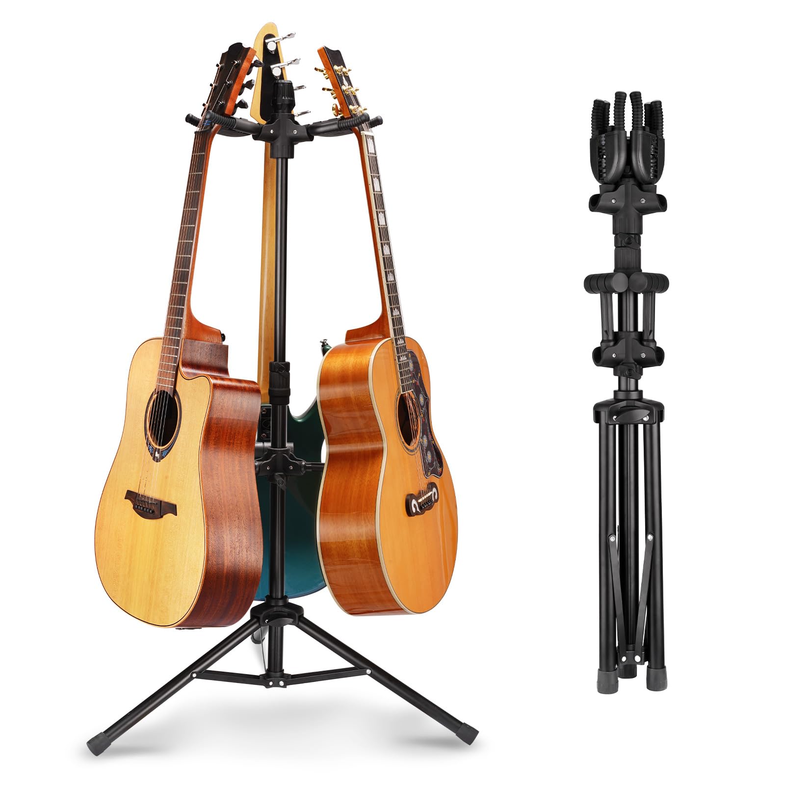 Snapklik.com : Triple Heavy Duty 3 Guitar Stand For Acoustic Electric Bass Banjos Folding Multi ...