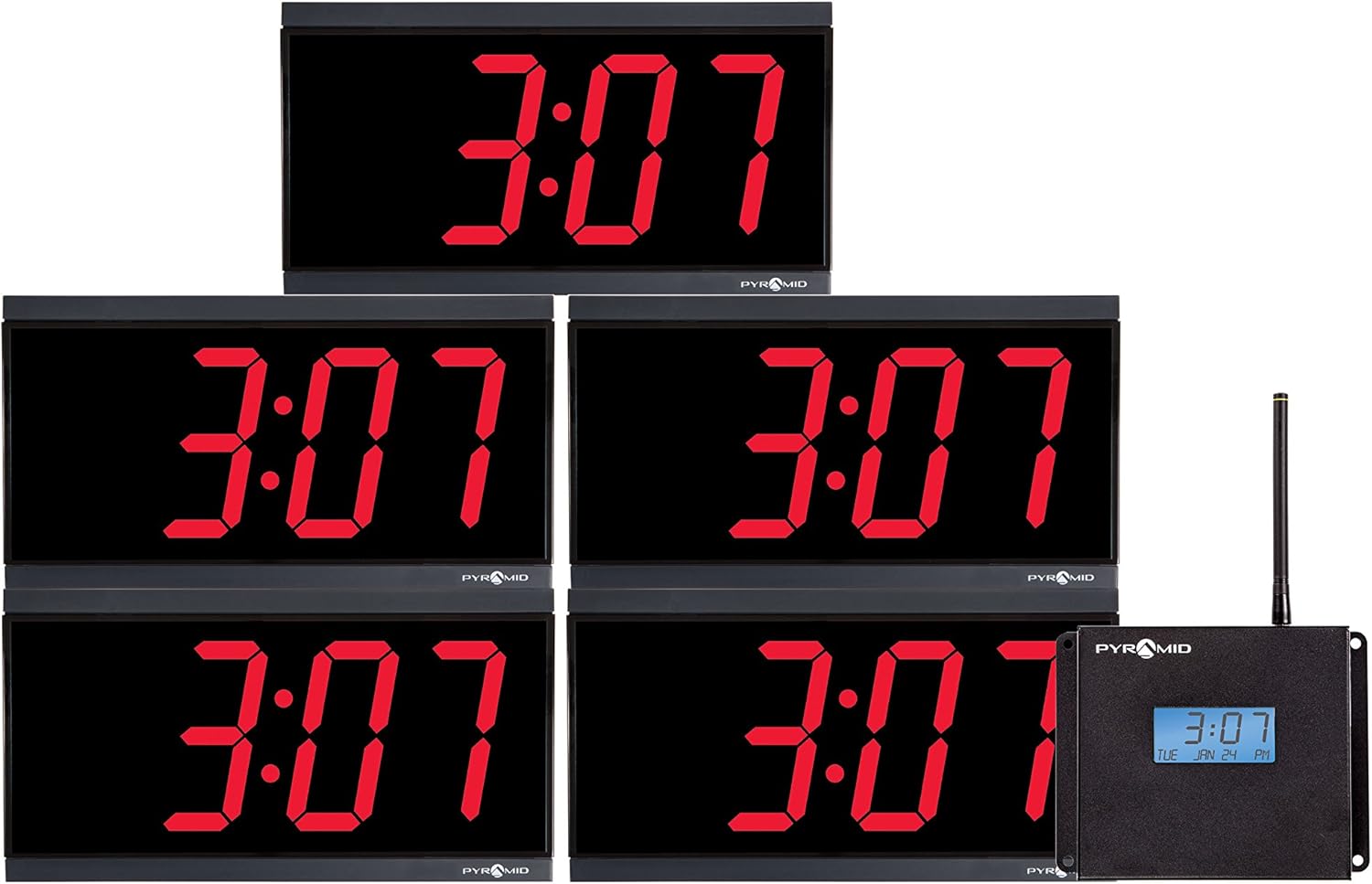 Amazon.com : Pyramid TimeTrax Sync RF Wireles Clocks in a Box Digital ...