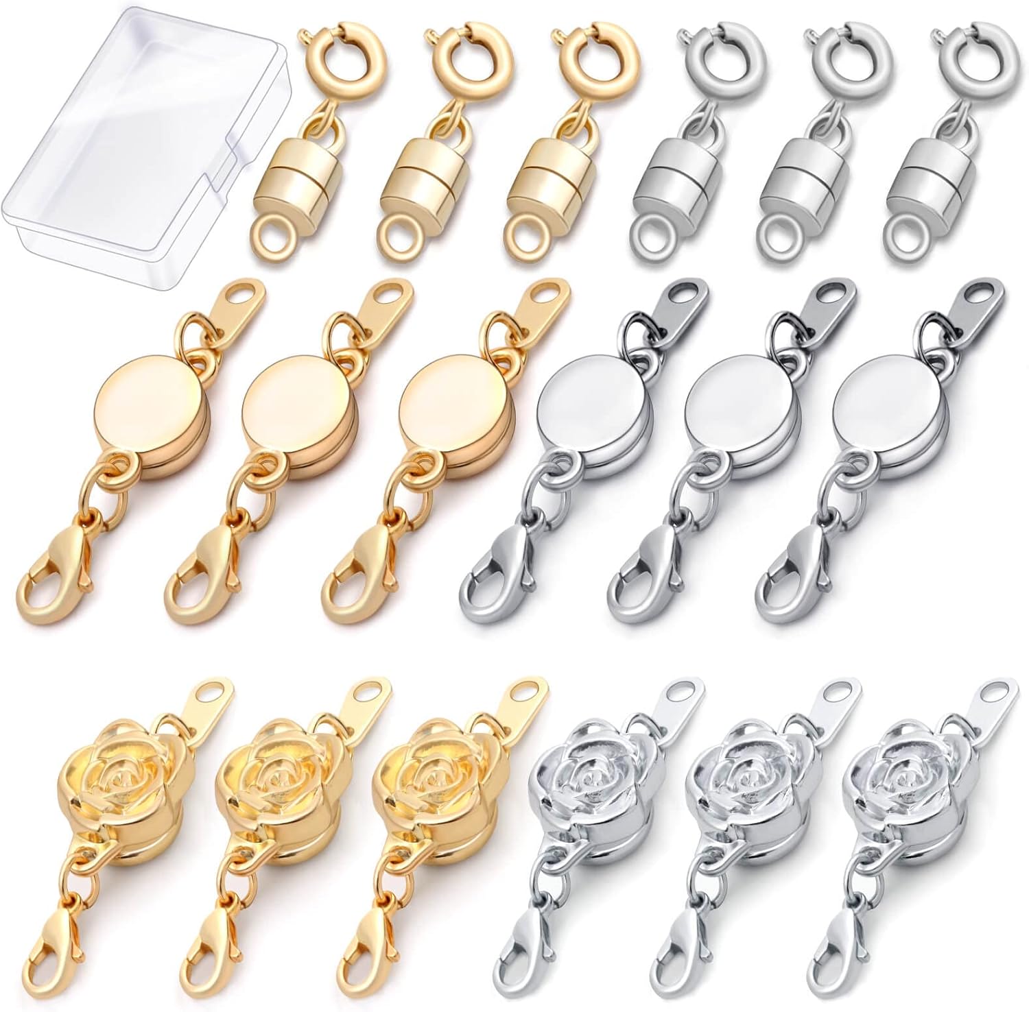 Amazon.com: 18 Pcs 3 Styles Magnetic Necklace Clasps and Closures, Rose ...