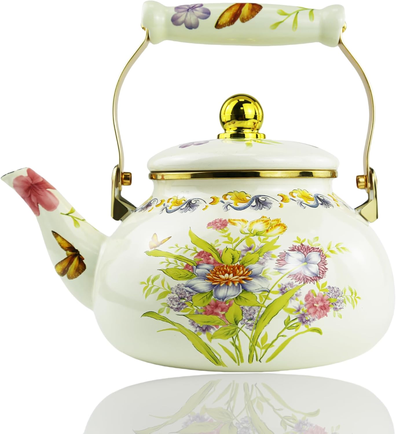 Amazon.com: Floral Enamel Tea Kettle Vintage Teapot Colorful Boho Hot ...