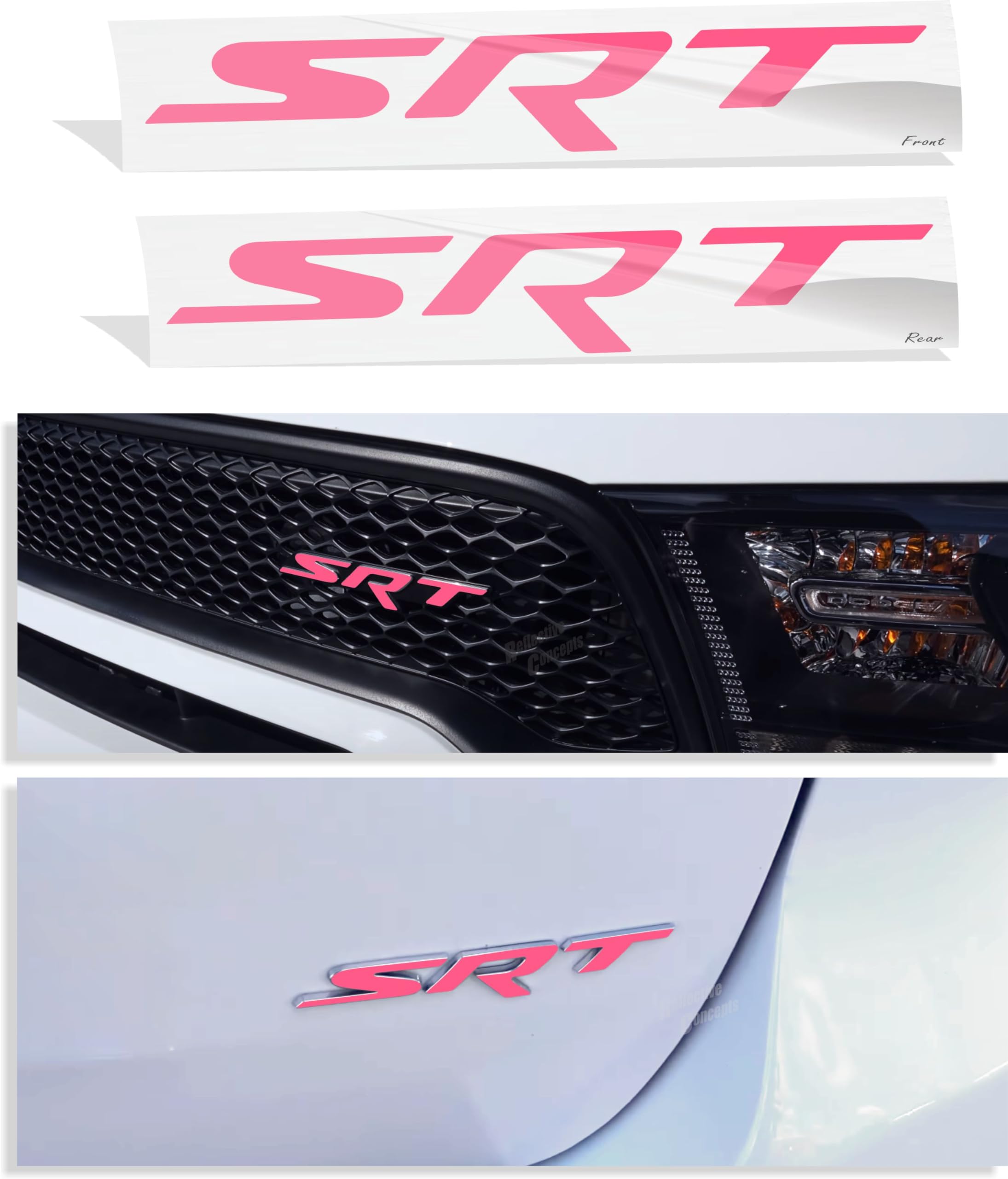 Amazon.com: Reflective Concepts - SRT Front and Rear Badge Overlay ...