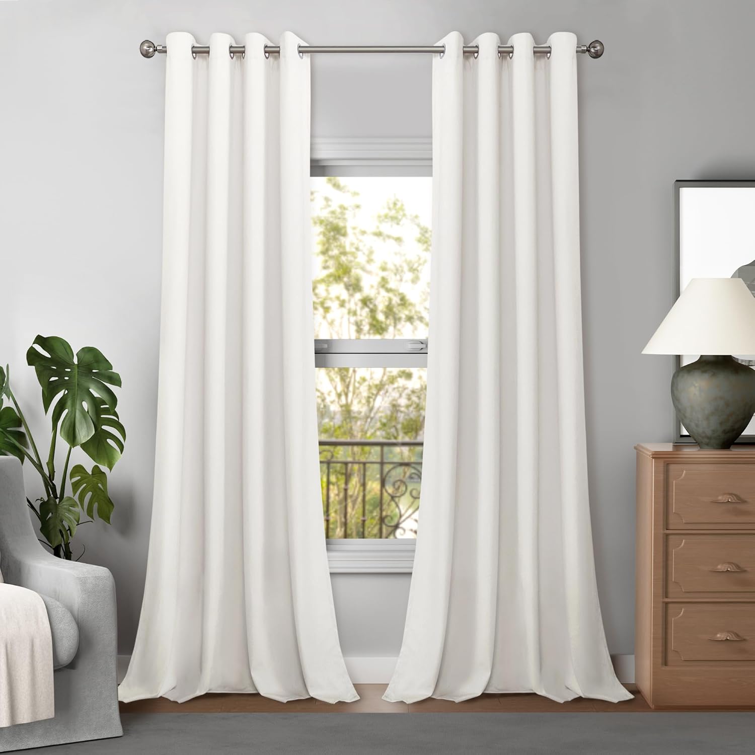 Amazon.com: YoungsTex Off White Velvet Curtains 84 Inch Length for ...