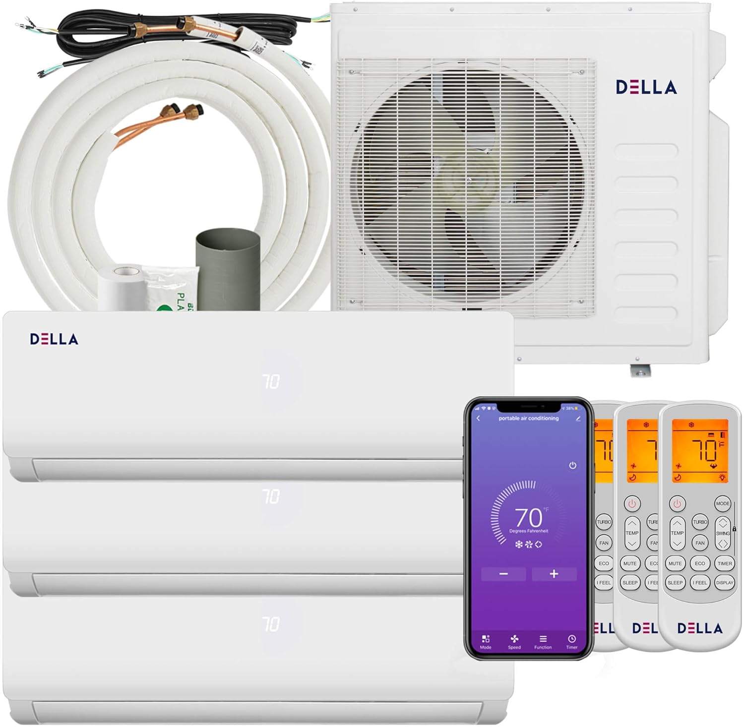 Amazon.com: Della 36K BTU (12K 12K 12K BTU) ODU Tri 3 Zone 19 SEER2 208 ...