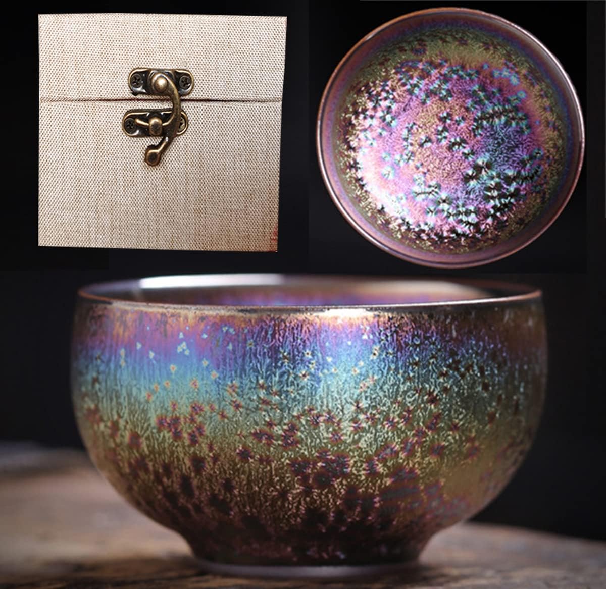 Amazon.com | CmengAo Tenmokus Tea Cups, 4 Pcs Blue Starry Sky Glaze ...