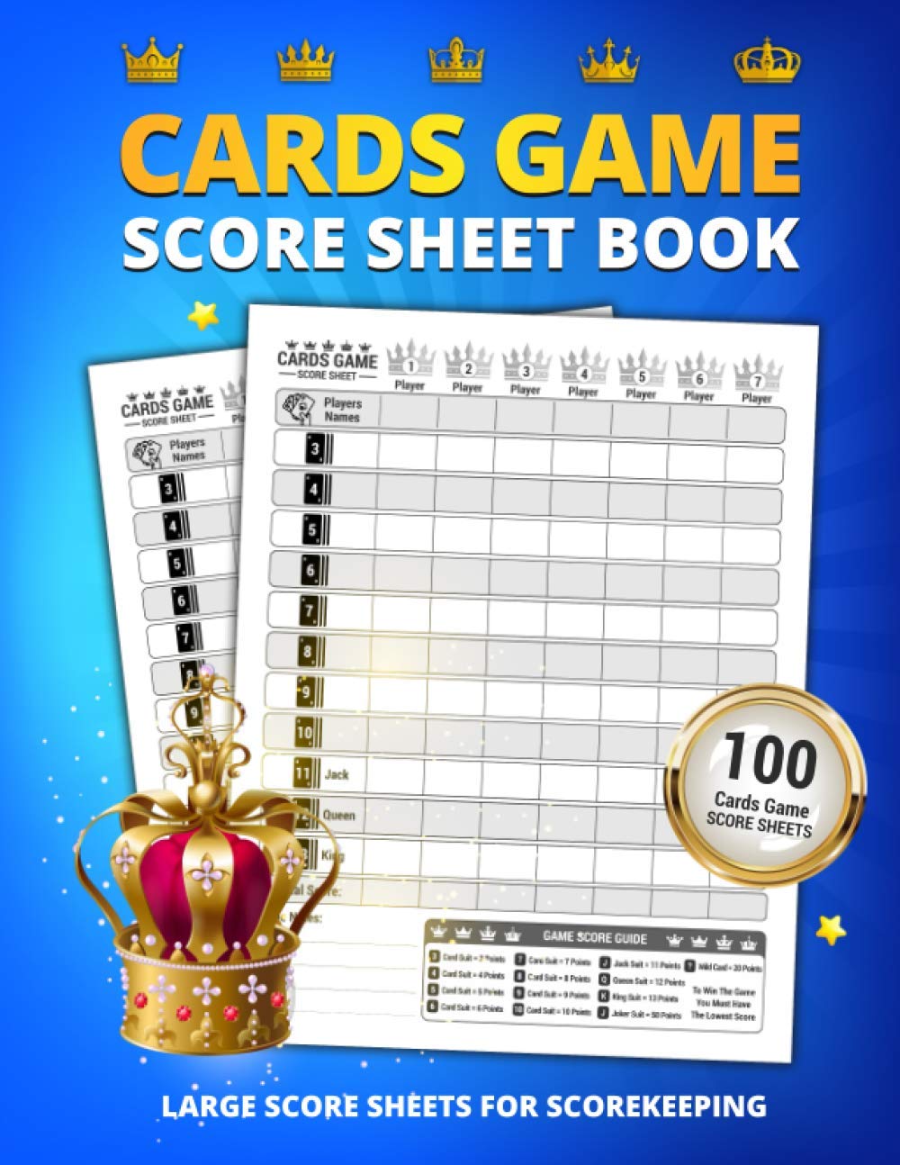 Cards Game Score Sheet Book: 100 Large Score Sheet Pages For ...