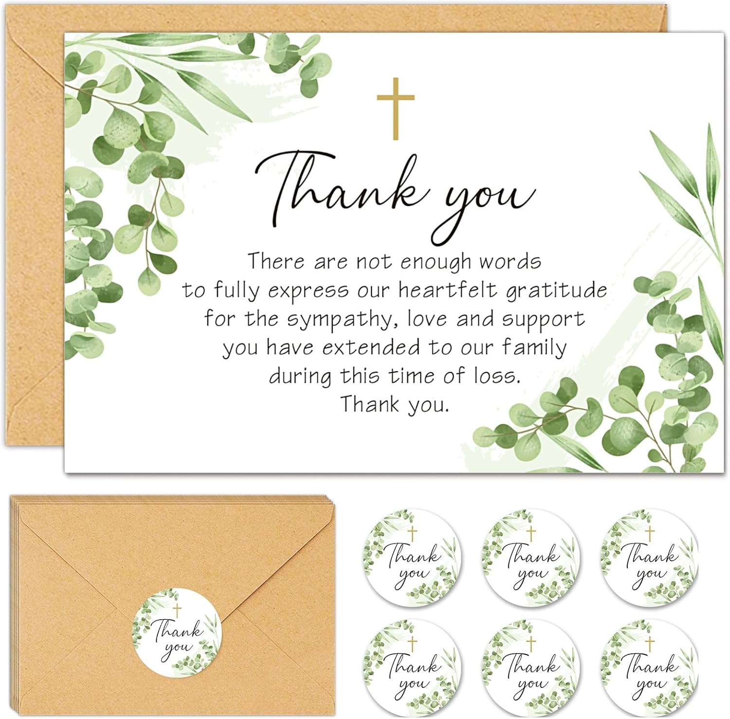 BYBOUS 50Pcs Funeral Sympathy Thank You Cards with Envelopes and ...