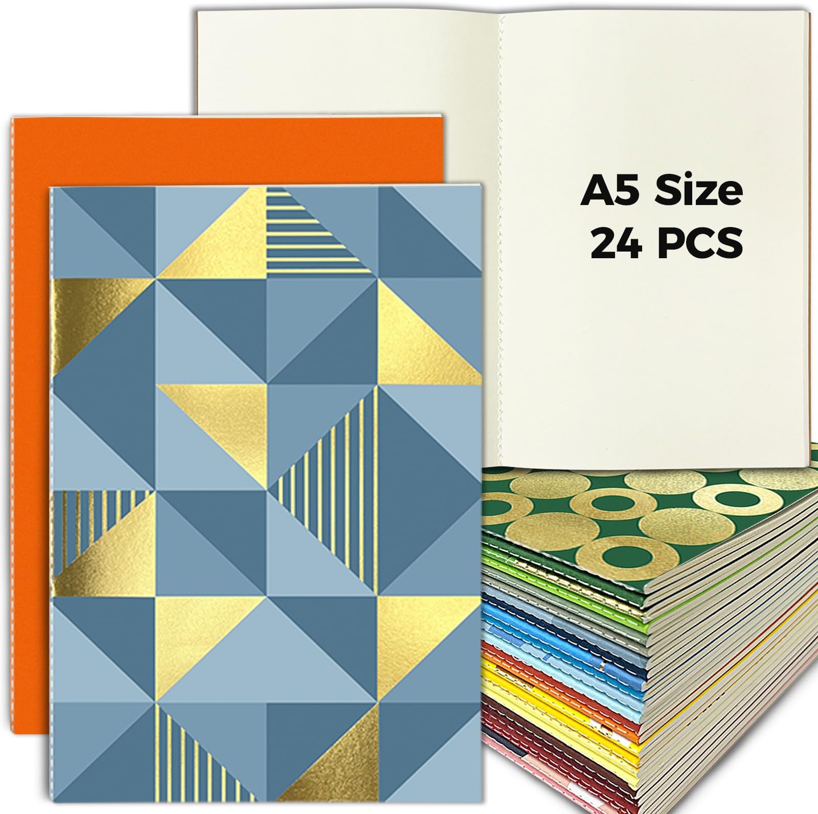 feela 8 Pack Kraft Notebooks A5, 60 Pages Lined Notepad Journal Bulk ...
