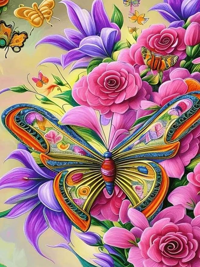 Amazon.com: WIGOR Butterfly Rose Diamond Painting Kits for Adults-DIY ...