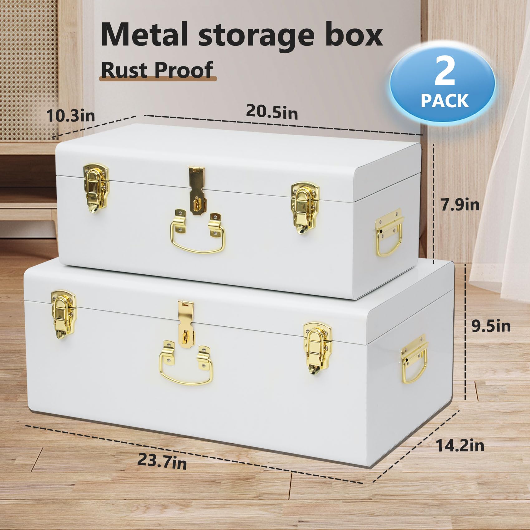 Srora Metal Trunk Decorative Storage Box Set of 2 ,Wedding Keepsake ...