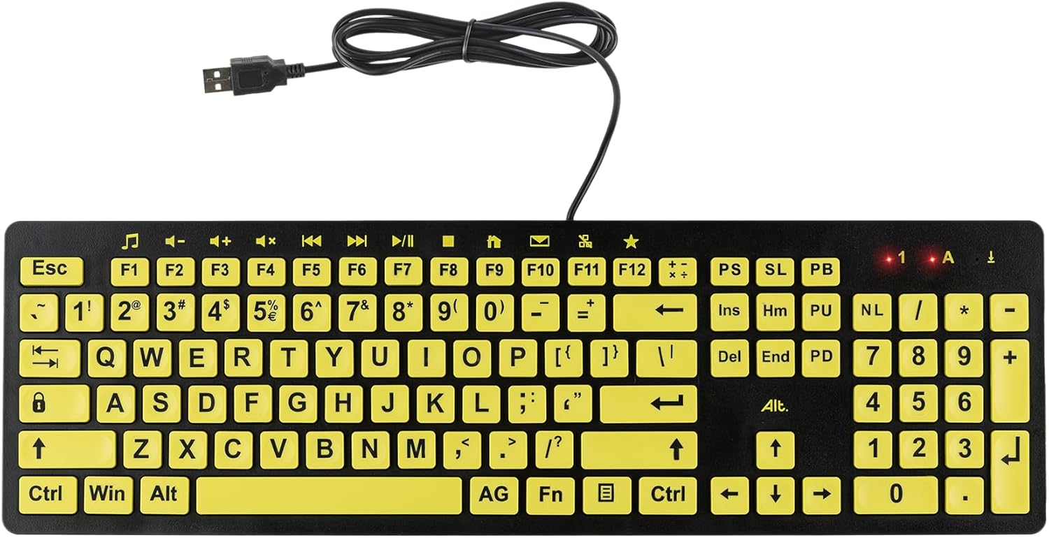 Amazon.com: CLEVY Alt Clearkeys Keyboard Large Print High Contrast USB ...