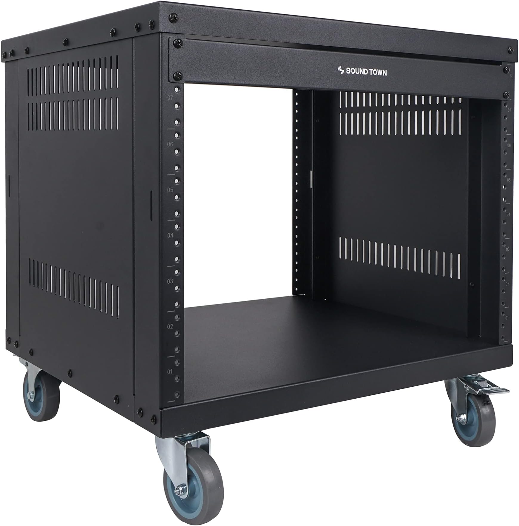 Amazon.com: Sound Town 8U Universal Steel Rack, w/ 3" Locking Casters ...