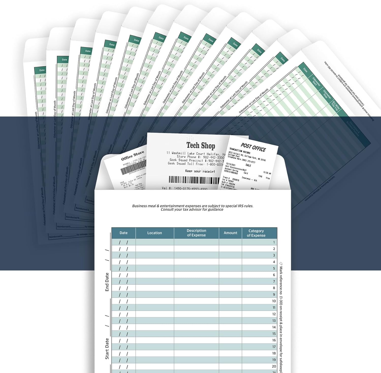 12 Set Receipts Organizer & Expense Envelope, Business Expense Tracker ...
