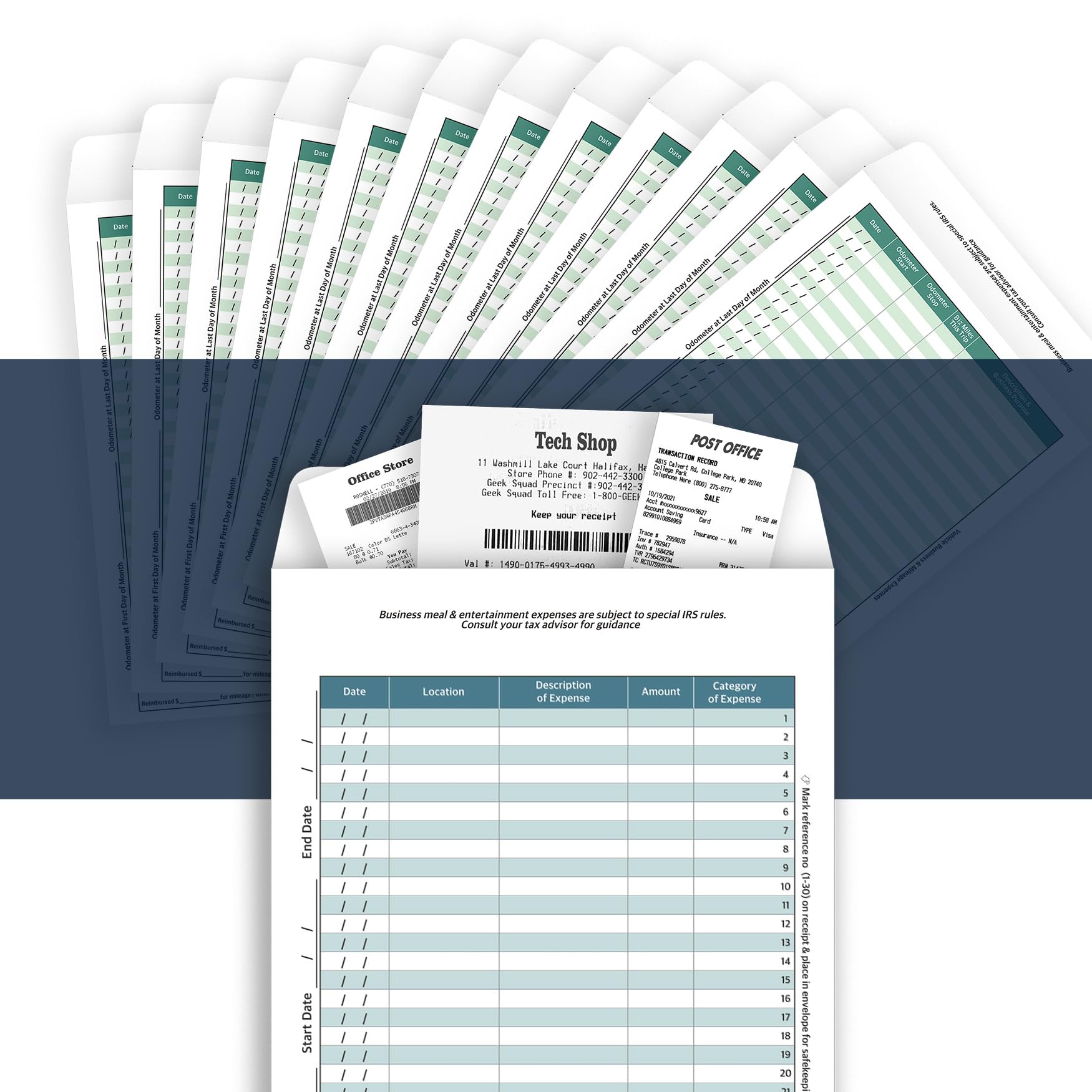 12 Set Receipts Organizer & Expense Envelope, Business Expense Tracker ...