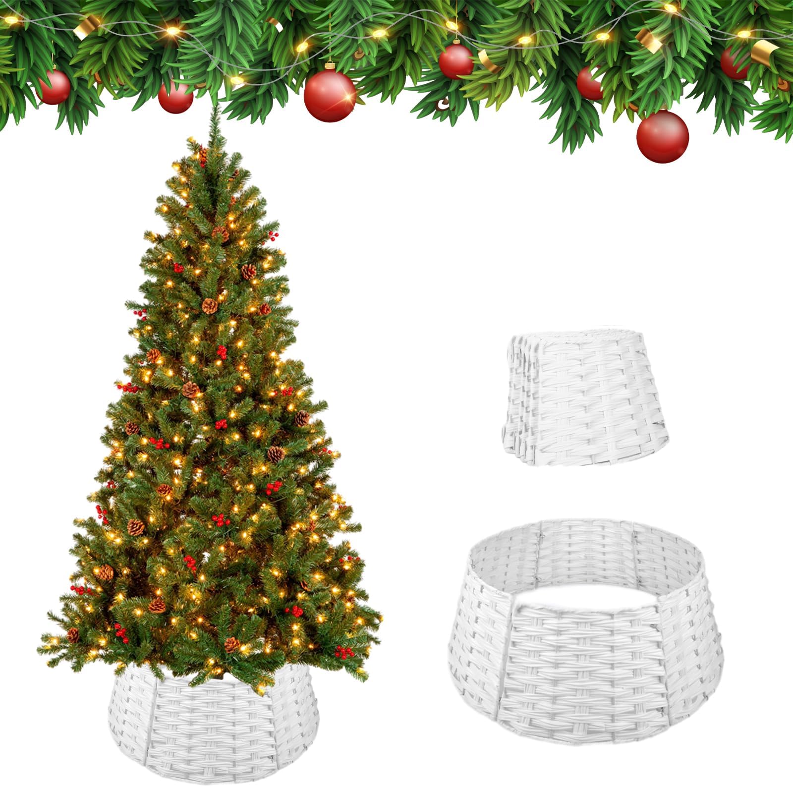 Amazon.com: Farmhouse Christmas Tree Collar - Rustic Holiday Decoration ...