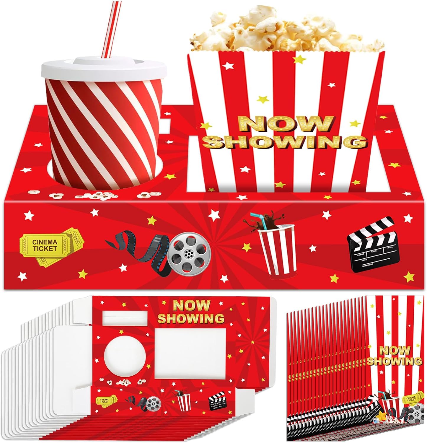 Amazon.com: Movie Night Snack Trays 48pcs Include 24 Movies Themed ...