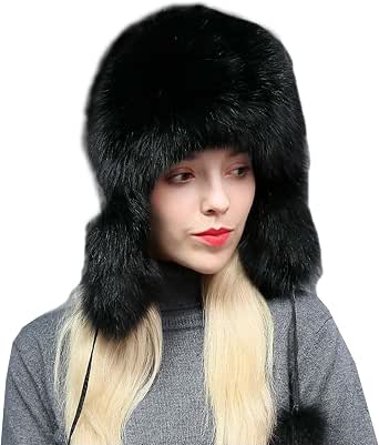 WUODHTW Women's Leopard Faux Fur Earflap Hats Fluffy Bucket Hat Russian ...