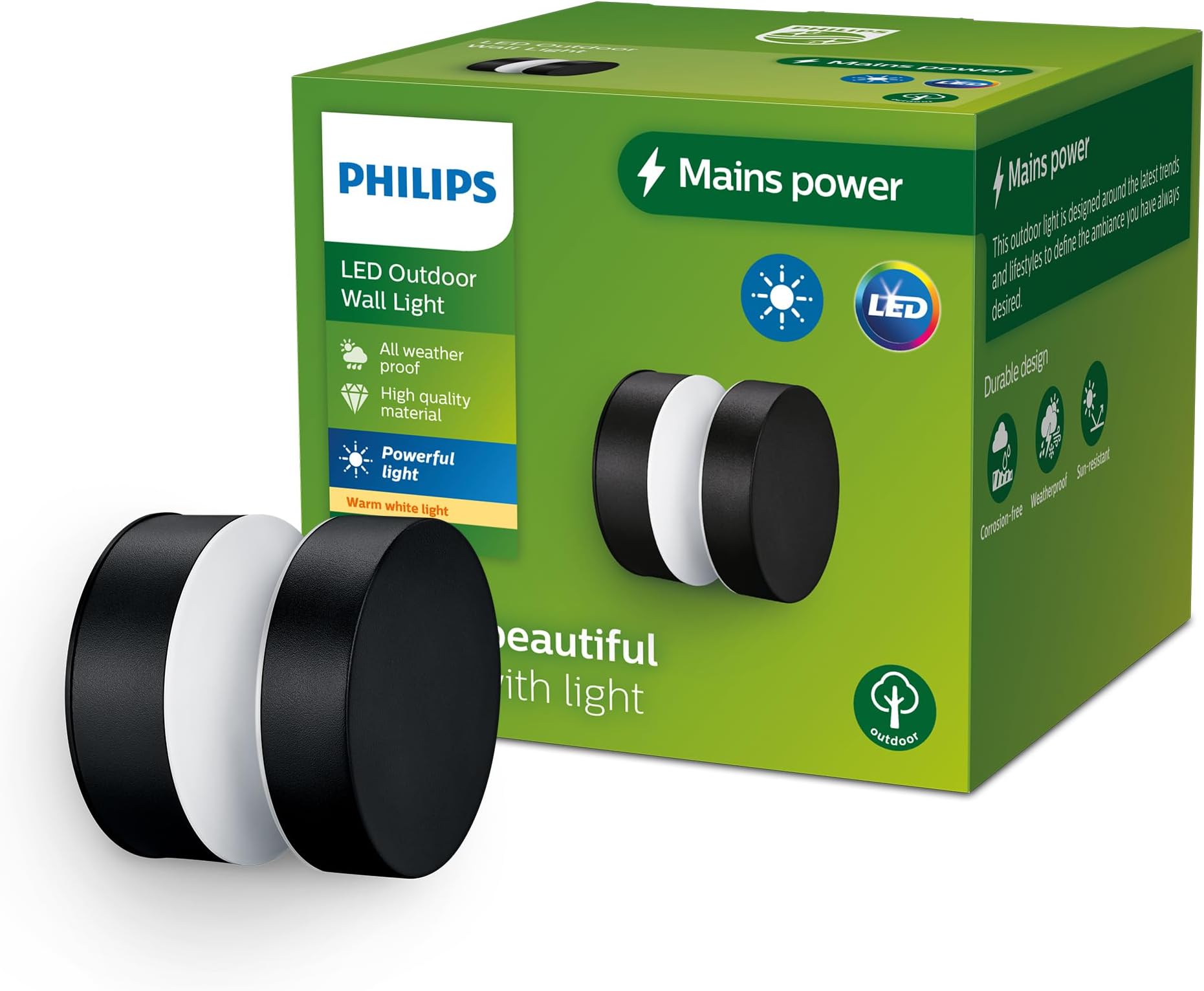 PHILIPS Outdoor Solar Nysil Wand-Sicherheitslicht 8,7W, Tageslicht- und ...