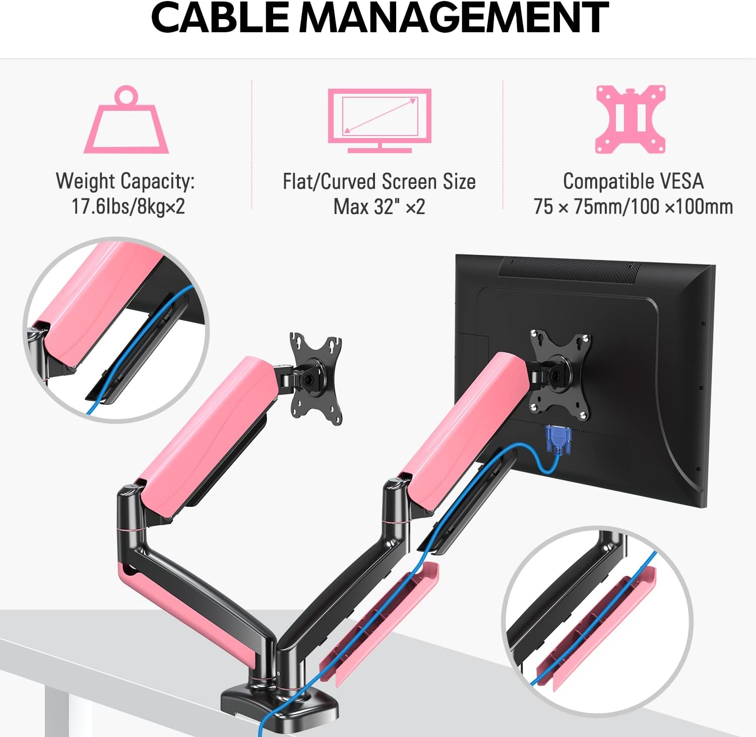 MOUNTUP Pink Dual Monitor Stand Mount for Glass Philippines | Ubuy