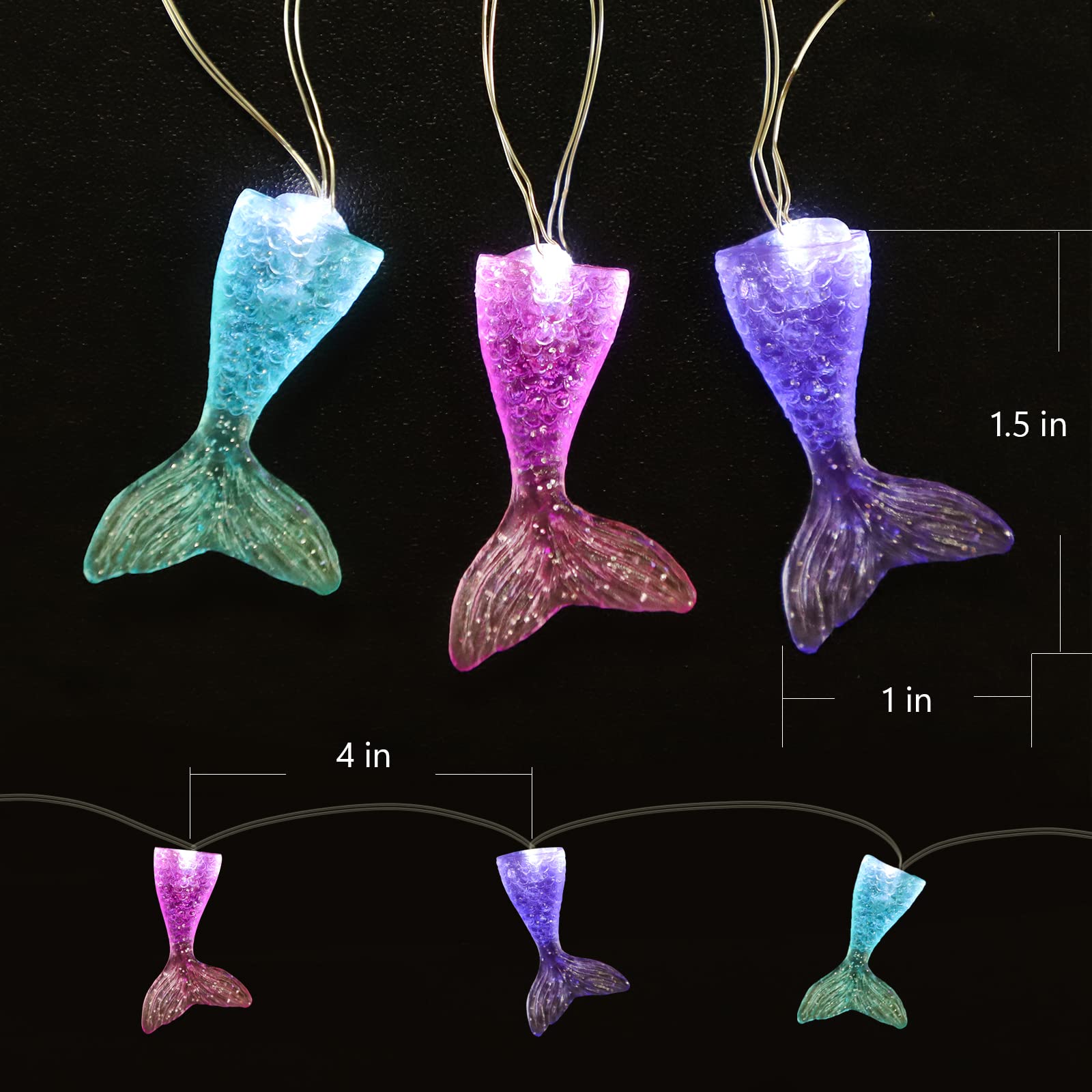 MELTONE Mermaid Tail LED Lights: Remote & Cycling Timer 30 LED 10 FT ...