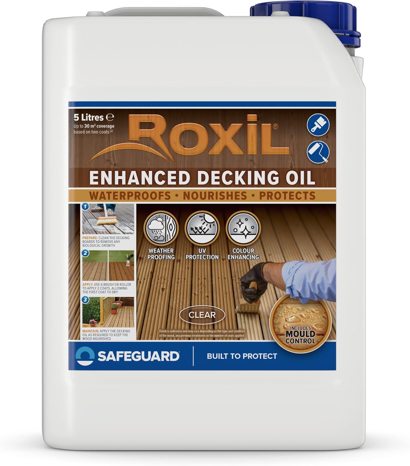 Roxil Enhanced Decking Oil 5L Clear - Weatherproof, Nourish and Protect ...
