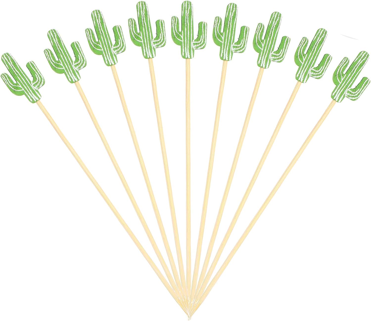Amazon.com | 200 Pcs Cactus Cocktail Picks 4.7 Inch Fruit Sticks Bamboo ...