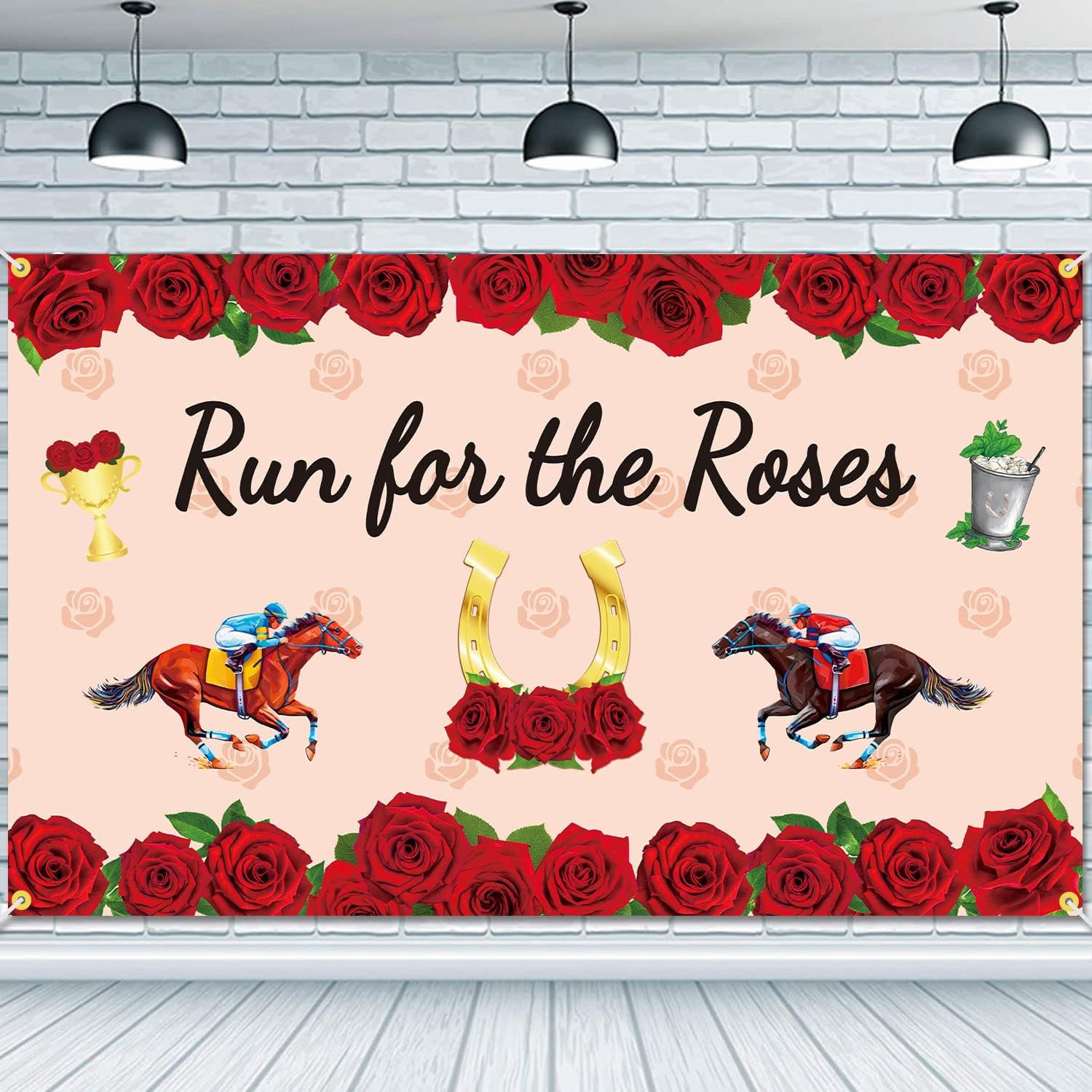Amazon.com : JKQ Run for The Roses Backdrop Banner 73 x 43 Inch ...