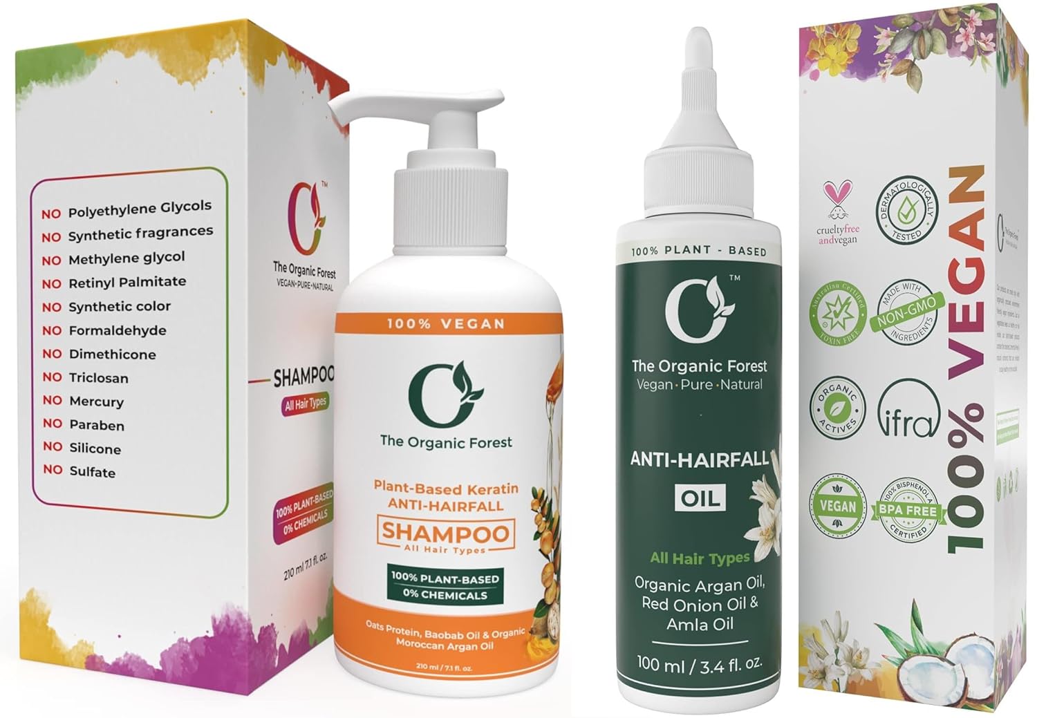 Amazon.com : Plant Based Anti Hairfall Shampoo and Oil Set for Hairfall ...