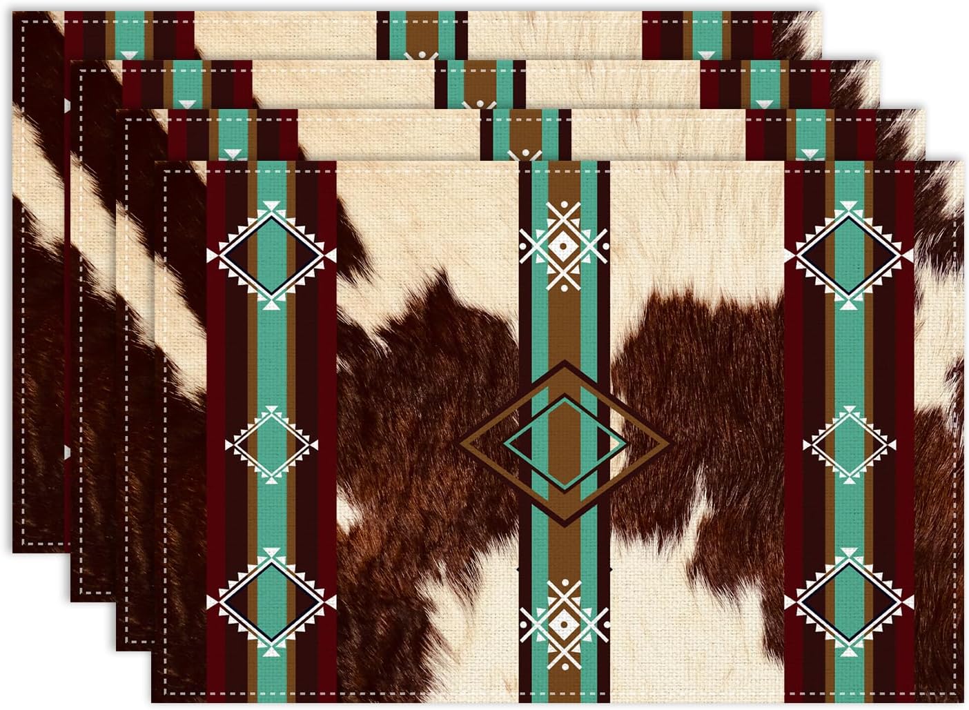 Amazon.com: Western Cowhide Placemat Set of 6, 12x18 Inch Rustic Cow ...