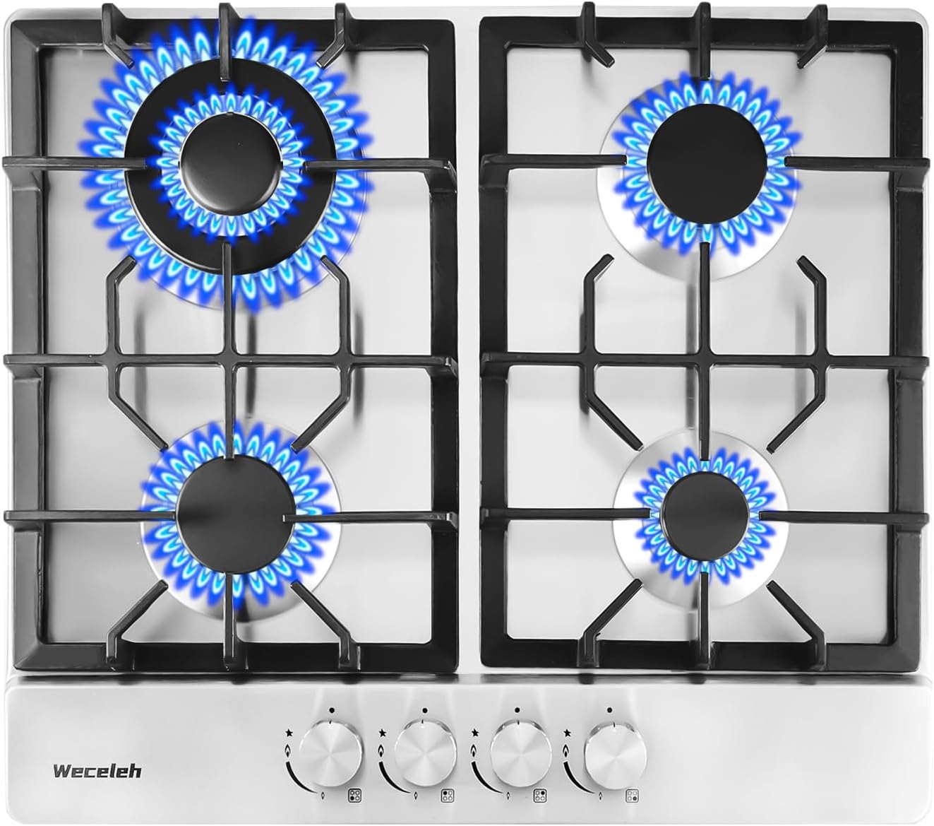 Amazon.com: 24" Gas Cooktop Dual Fuel 4 Sealed Burners Stainless Steel ...