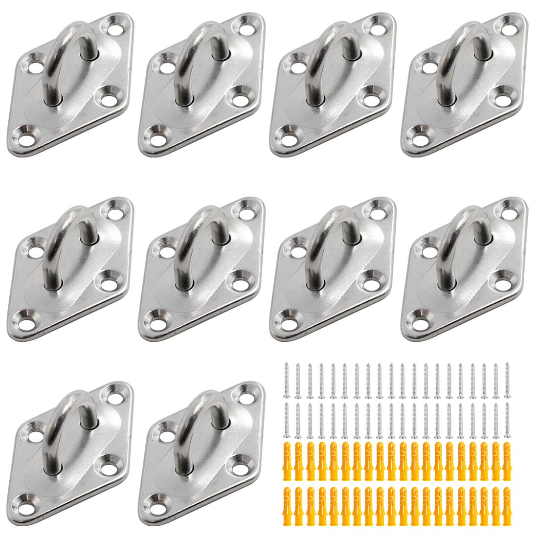 Amazon.com: Hxchen 10Pcs M5 Heavy Duty Pad Eye Plate Staple Ring Hook ...