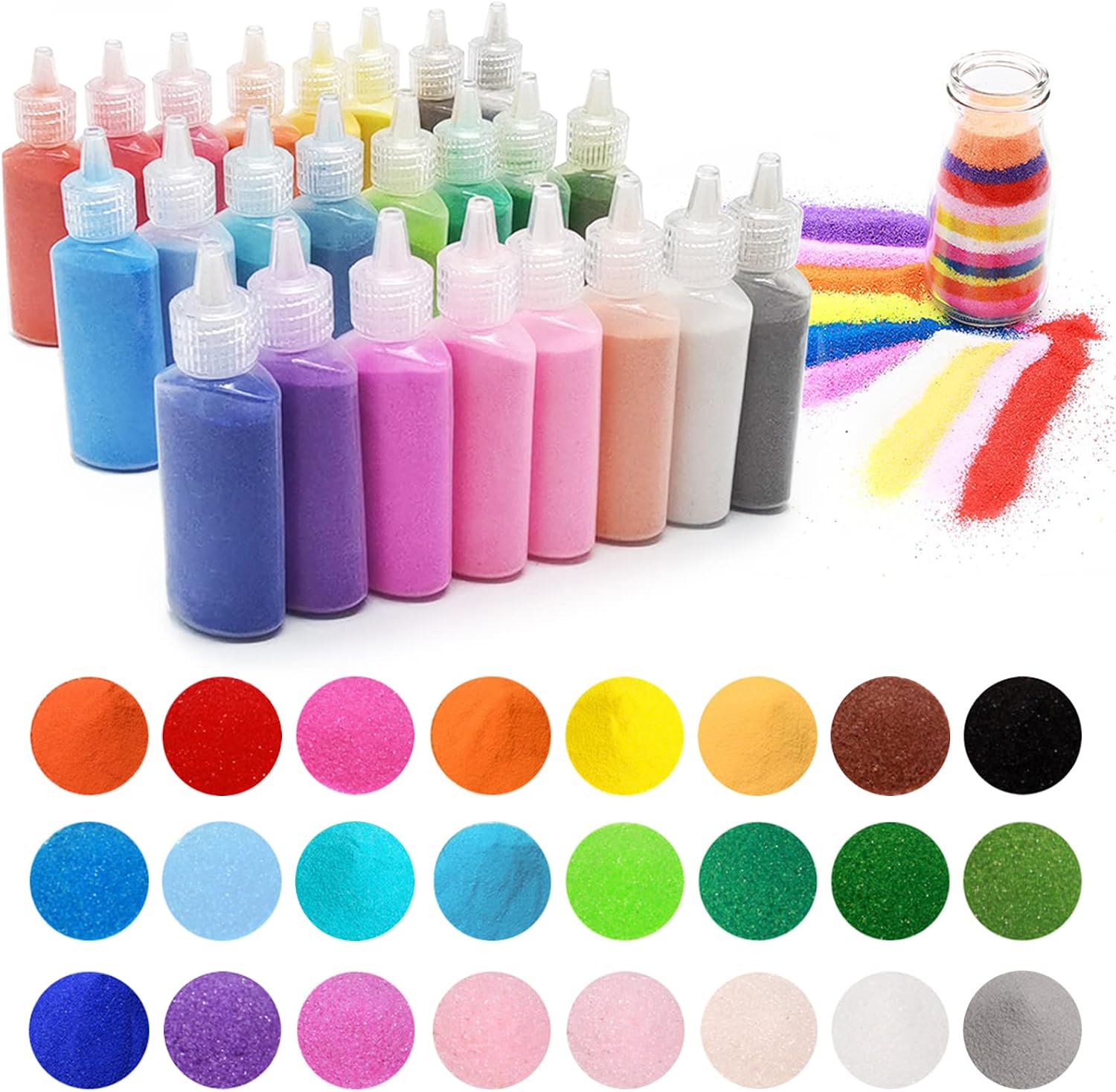 Sand,DIY Arts and Crafts Kit,24 Colored Sand Kit for Kids” Painting and ...
