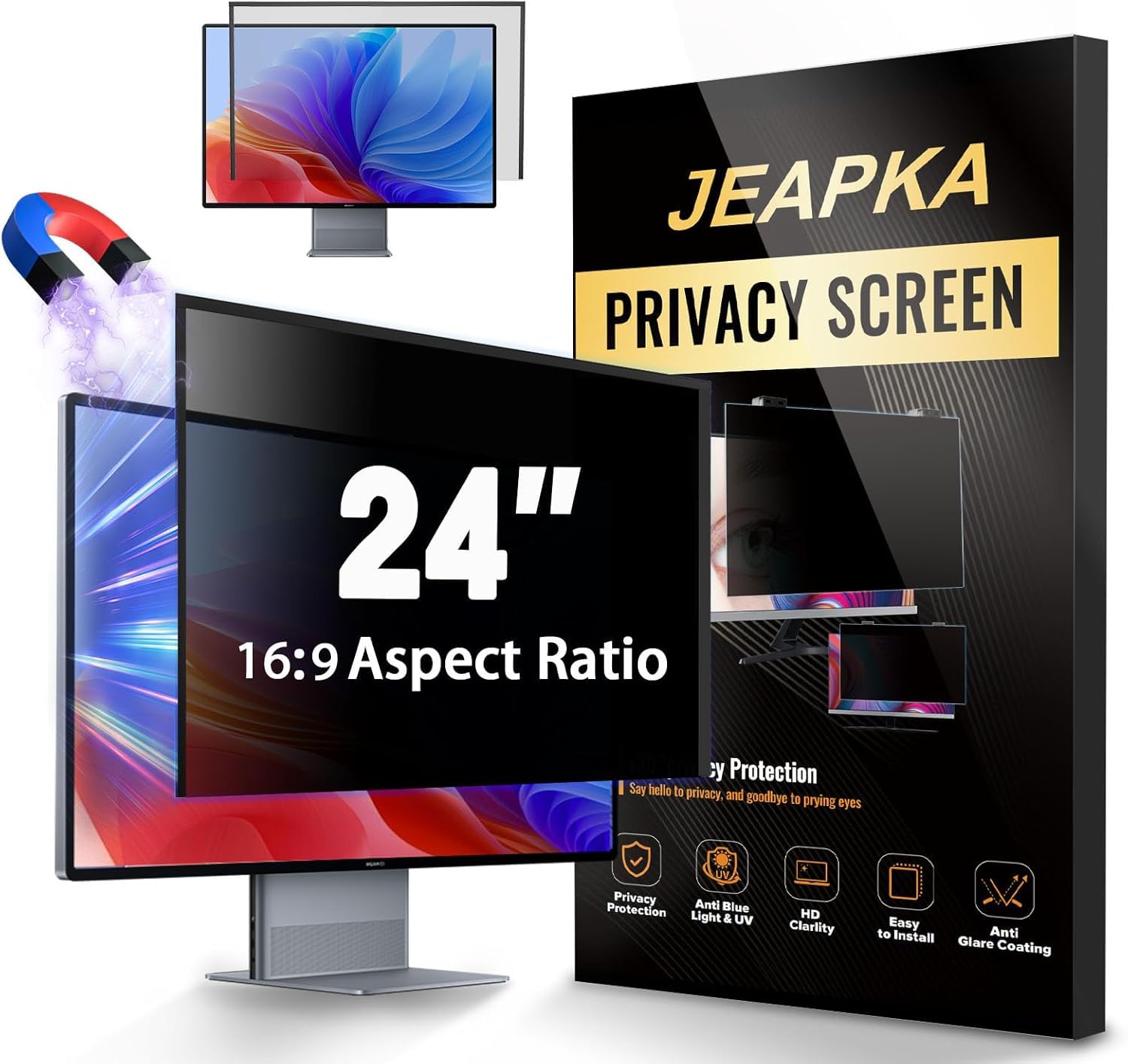 Amazon.com: JEAPKA 24 inch Hidden Design Magnetic Privacy Screen ...